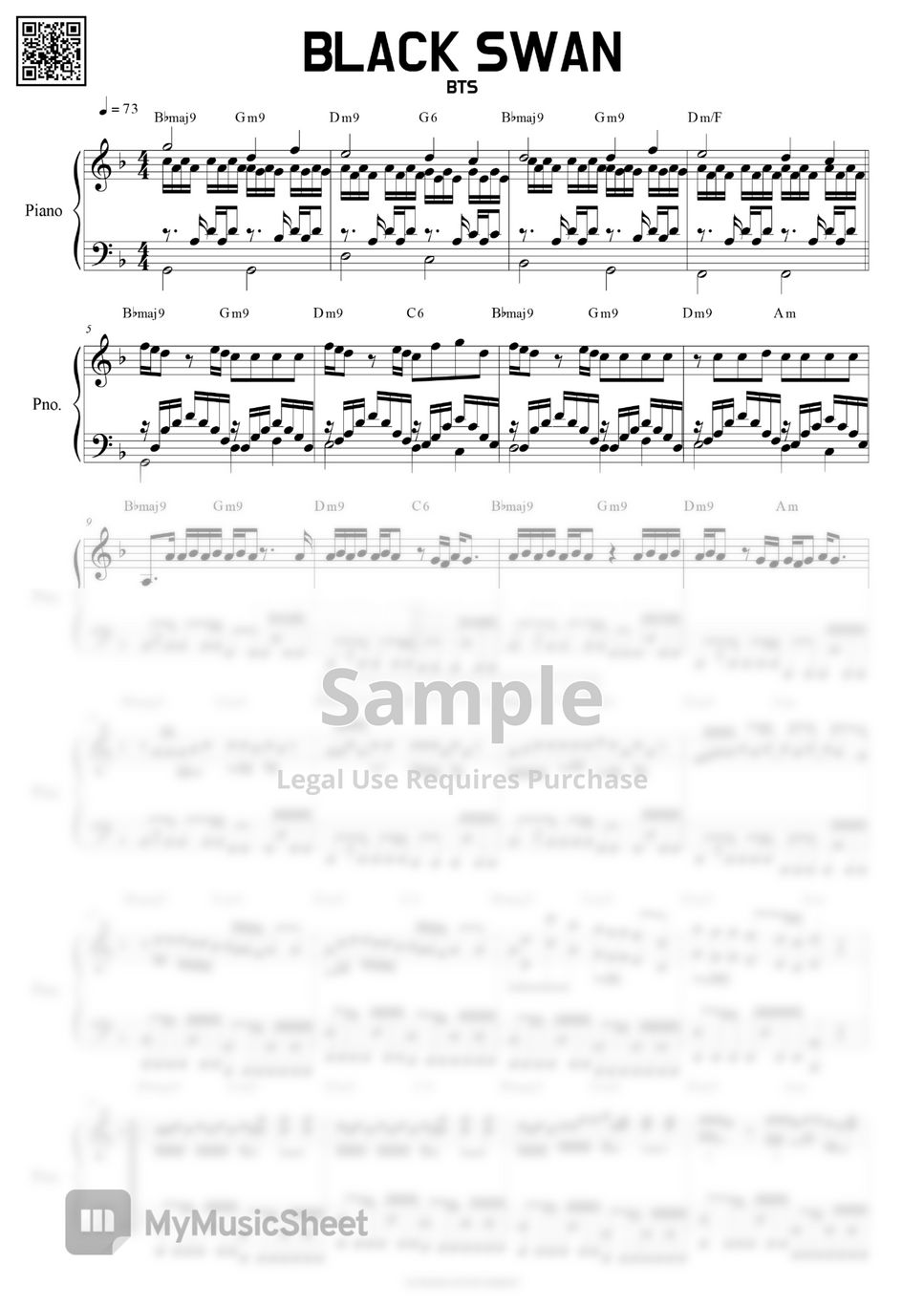 Bts 방탄소년단 Black Swan 블랙 스완 Notenblatt By Keyboard Entertainment