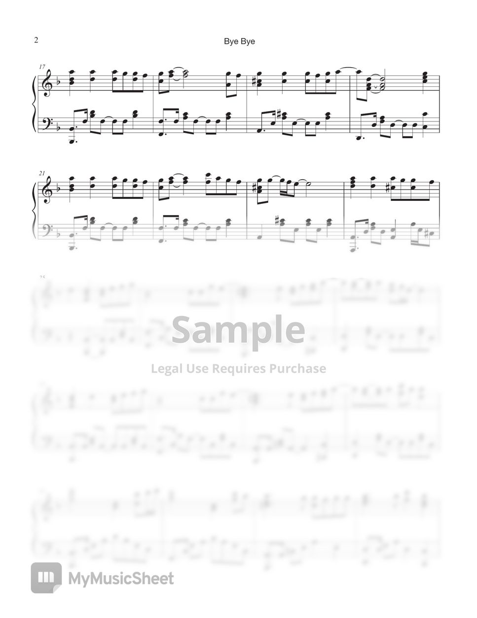 펀치 (Punch) - Bye Bye (Our Blues OST) Sheet Music by Tully Piano