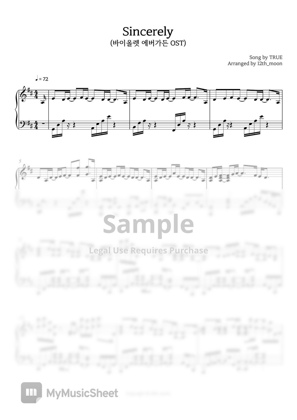 Violet Evergarden OP - Sincerely Sheet Music by 12th_moon
