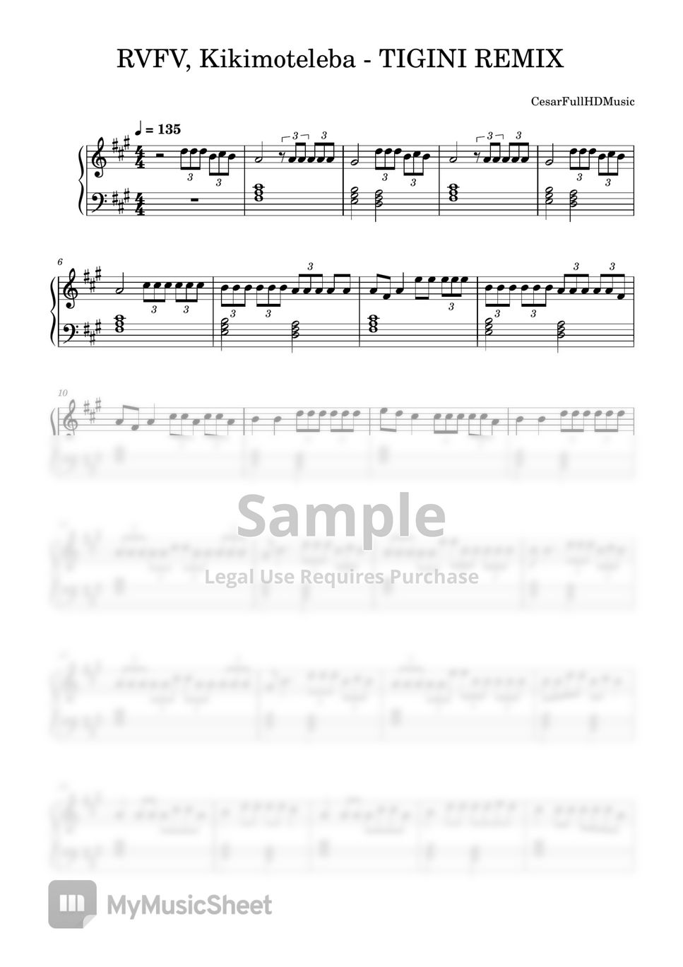 Kikimoteleba,RVFV - TIGINI REMIX Sheets