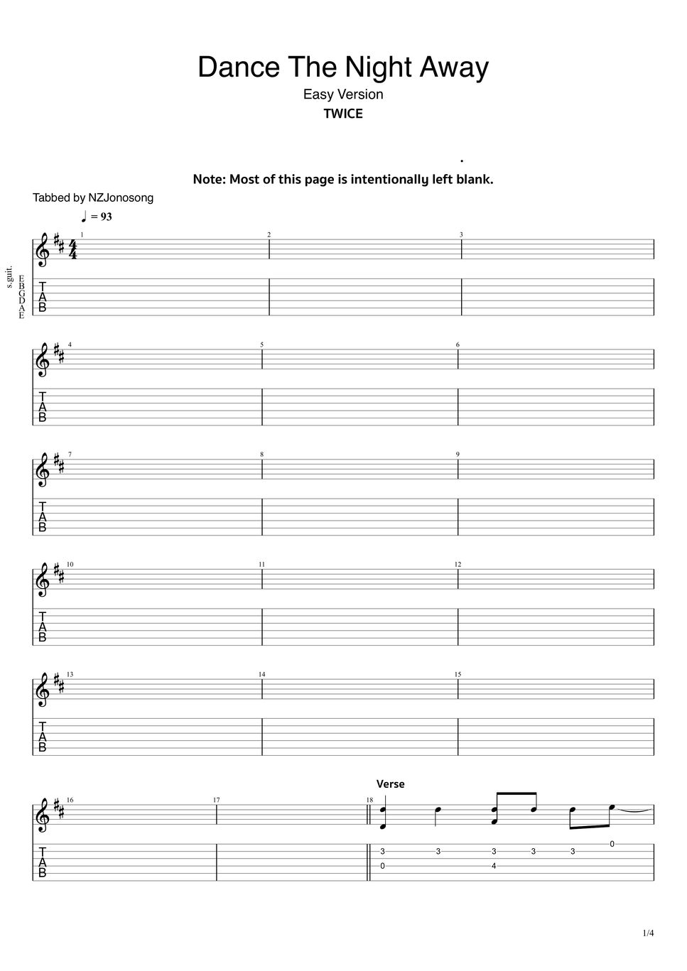 트와이스 - Dance The Night Away (Easy, 1/10) Sheet by NZJonosong