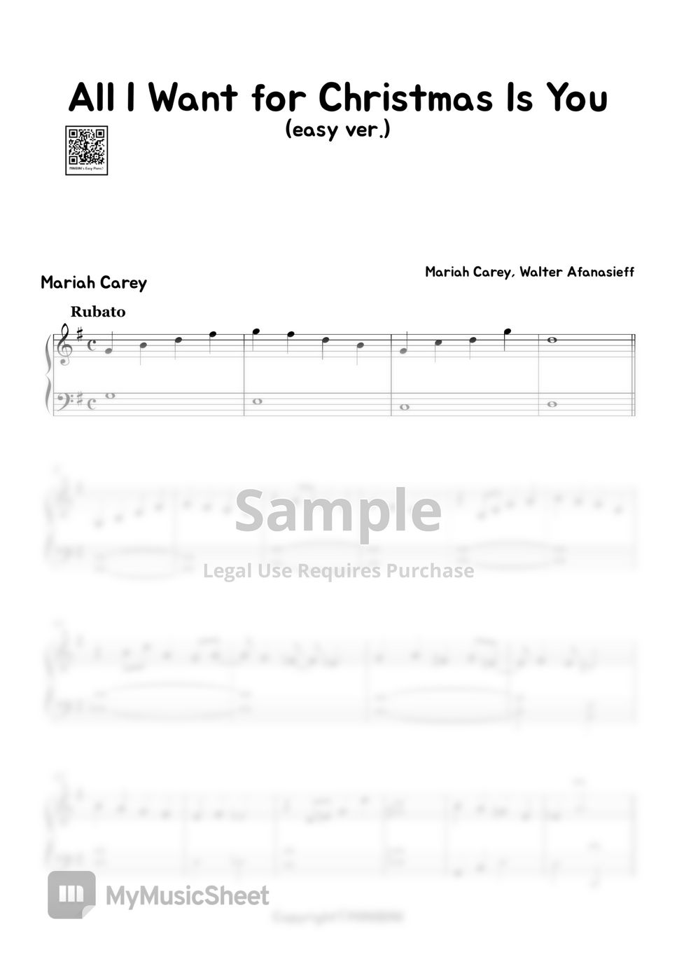 Mariah Carey - All I Want for Christmas Is You (Easy Version) Sheets by ...