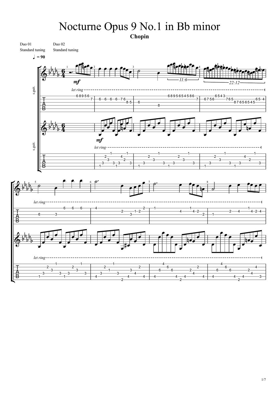 Chopin - Nocturne Opus 9 No. 01 in Bb minor Sheets by Nico Music