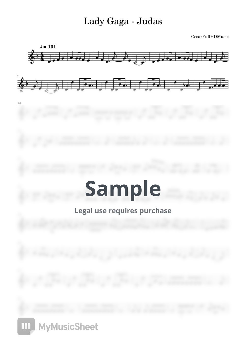 Lady Gaga - Judas Sheet Music