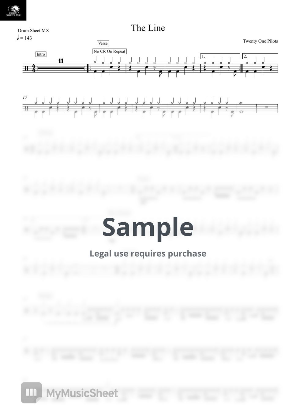 Twenty One Pilots - The Line Sheet Music by Drum Sheet MX