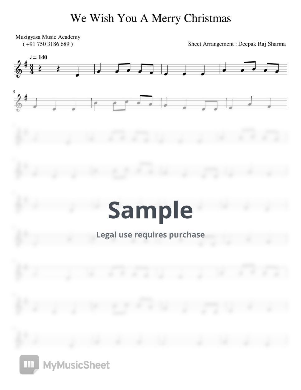 We Wish You A Merry Christmas Sheets by Deepak Raj Sharma