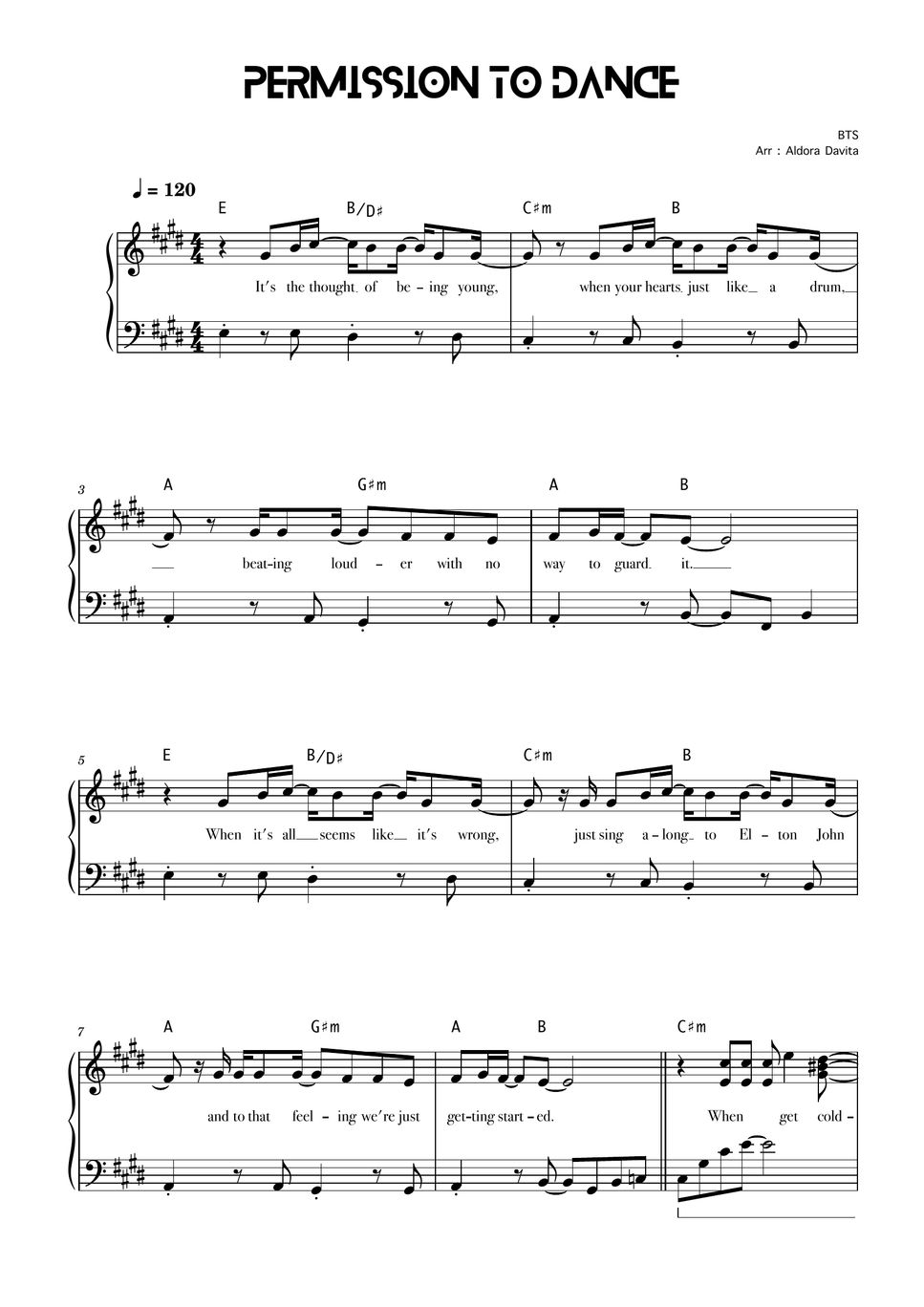 BTS - Permission to Dance Sheet by Aldora Davita