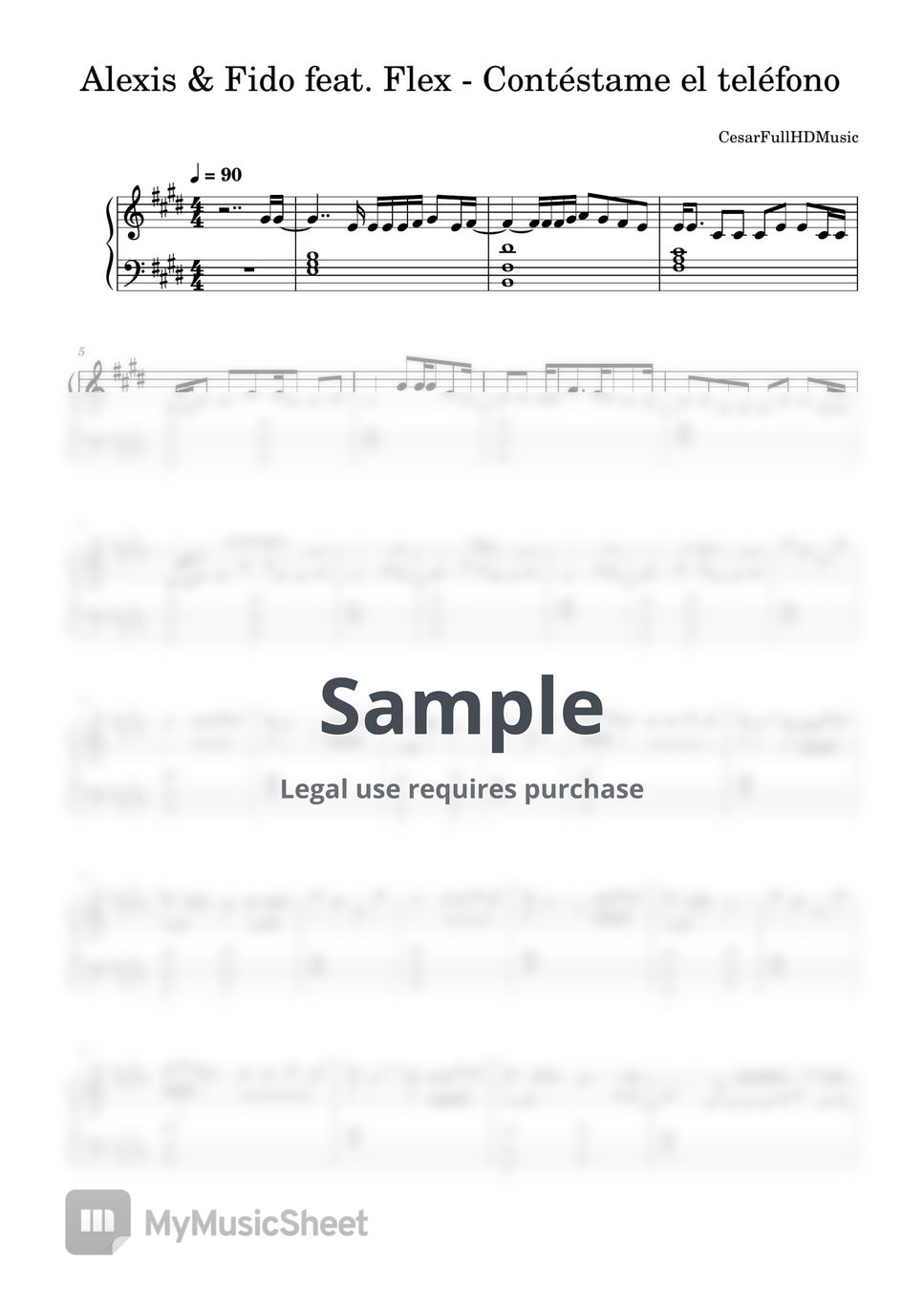 Alexis & Fido feat. Flex - Contéstame el teléfono Sheet Music