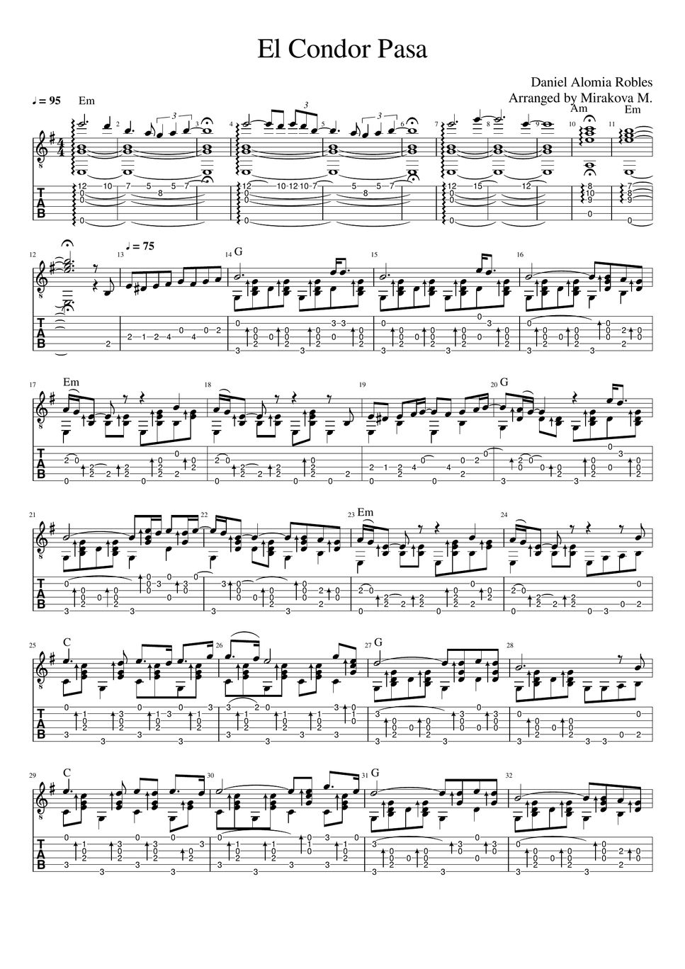 Daniel Alomia Robles - El Condor Pasa Tab + 1staff by Marina Mirakova
