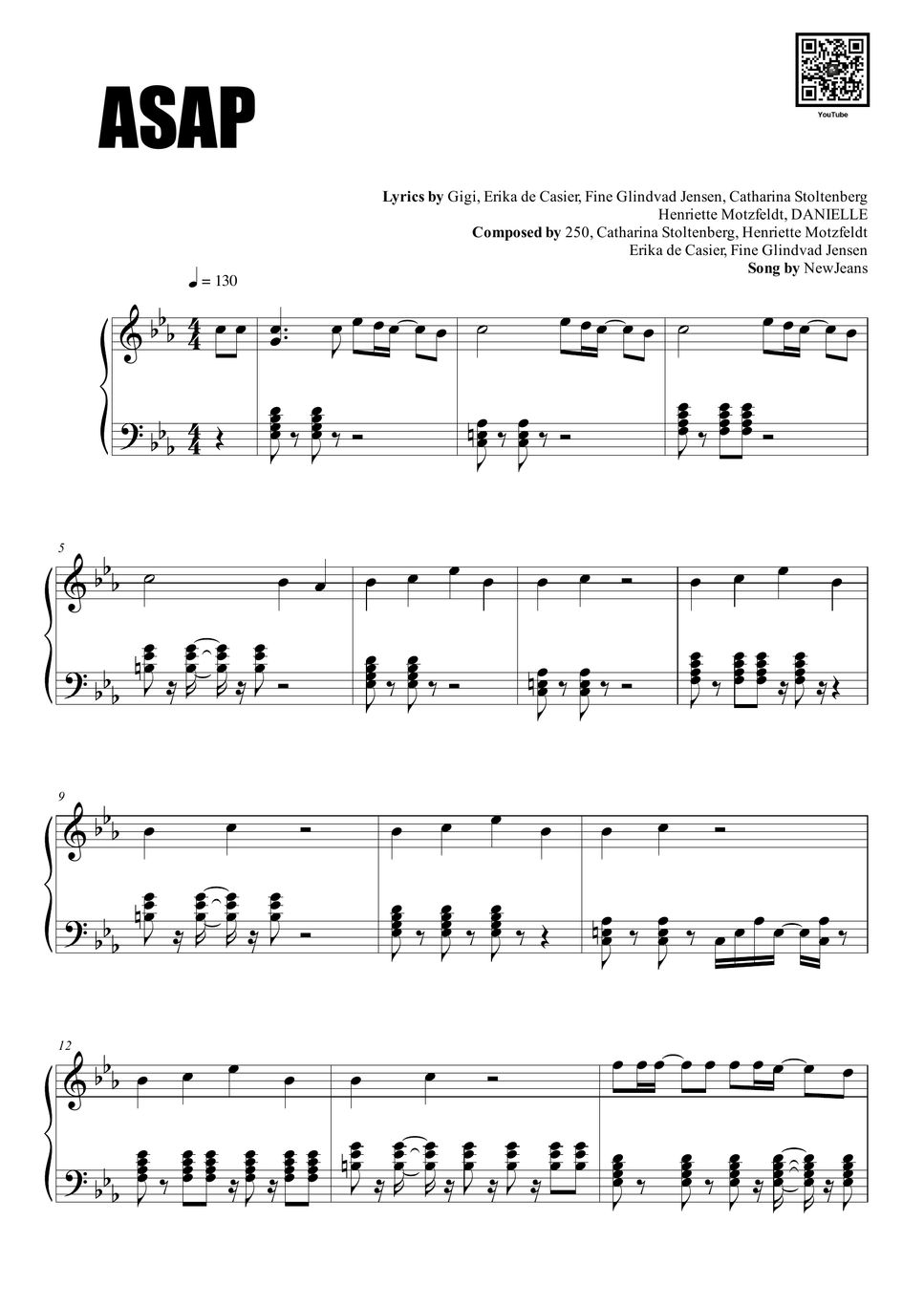 뉴진스 - ASAP (피아노 커버) Sheets by 한뼘피아노