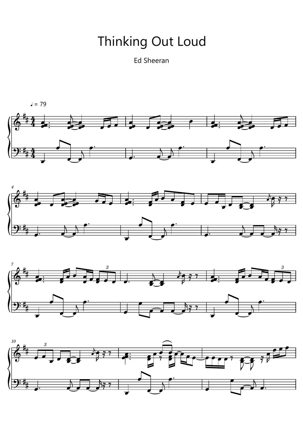 Ed Sheeran Thinking Out Loud Sheet Music Midi 악보 By Sayu