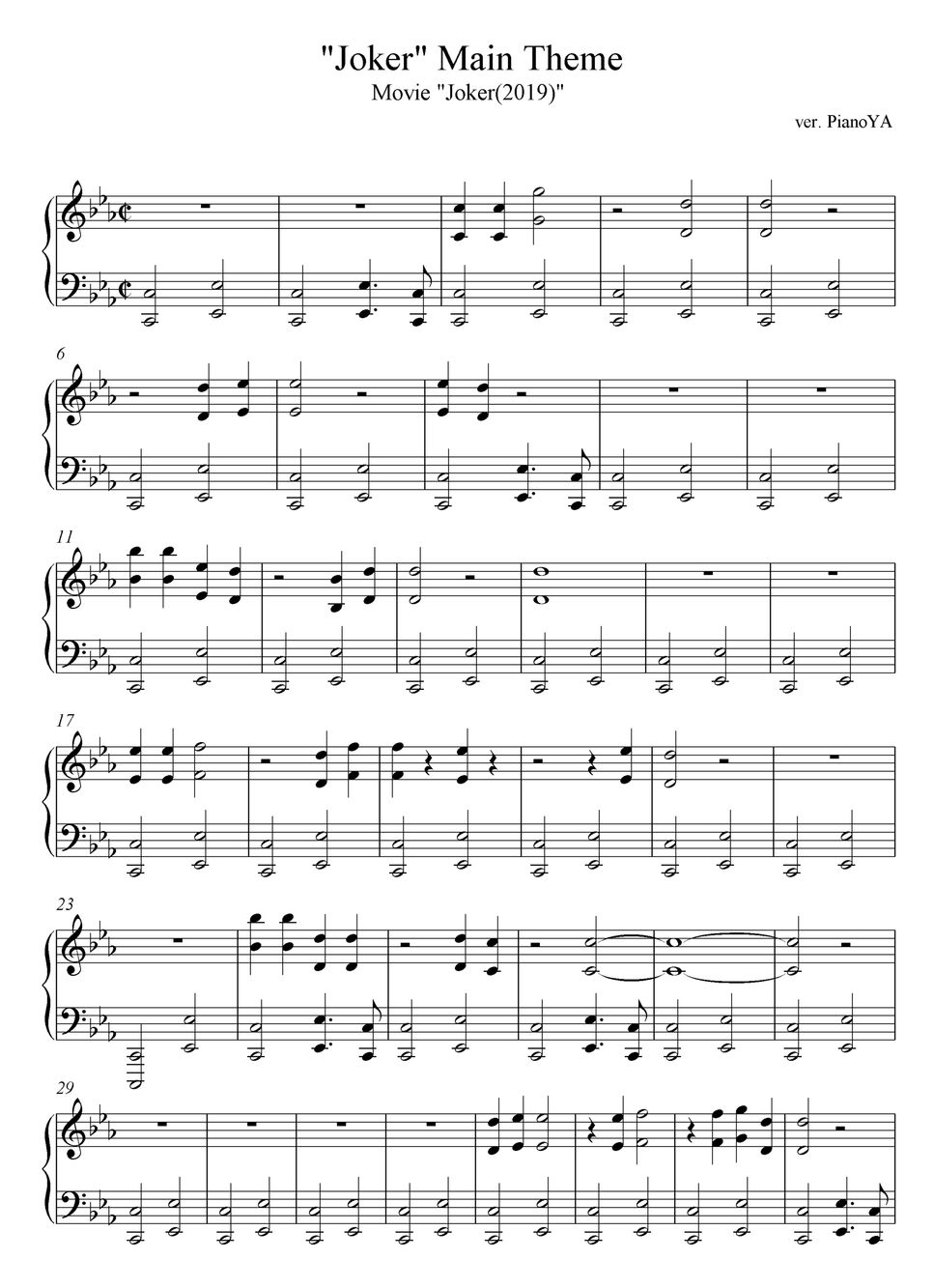 [Joker OST] - Main Theme Sheets by PianoYA