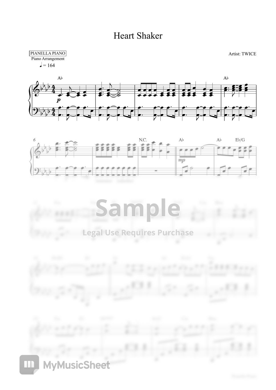 TWICE - Heart Shaker (Piano Sheet) Sheet Music by Pianella Piano