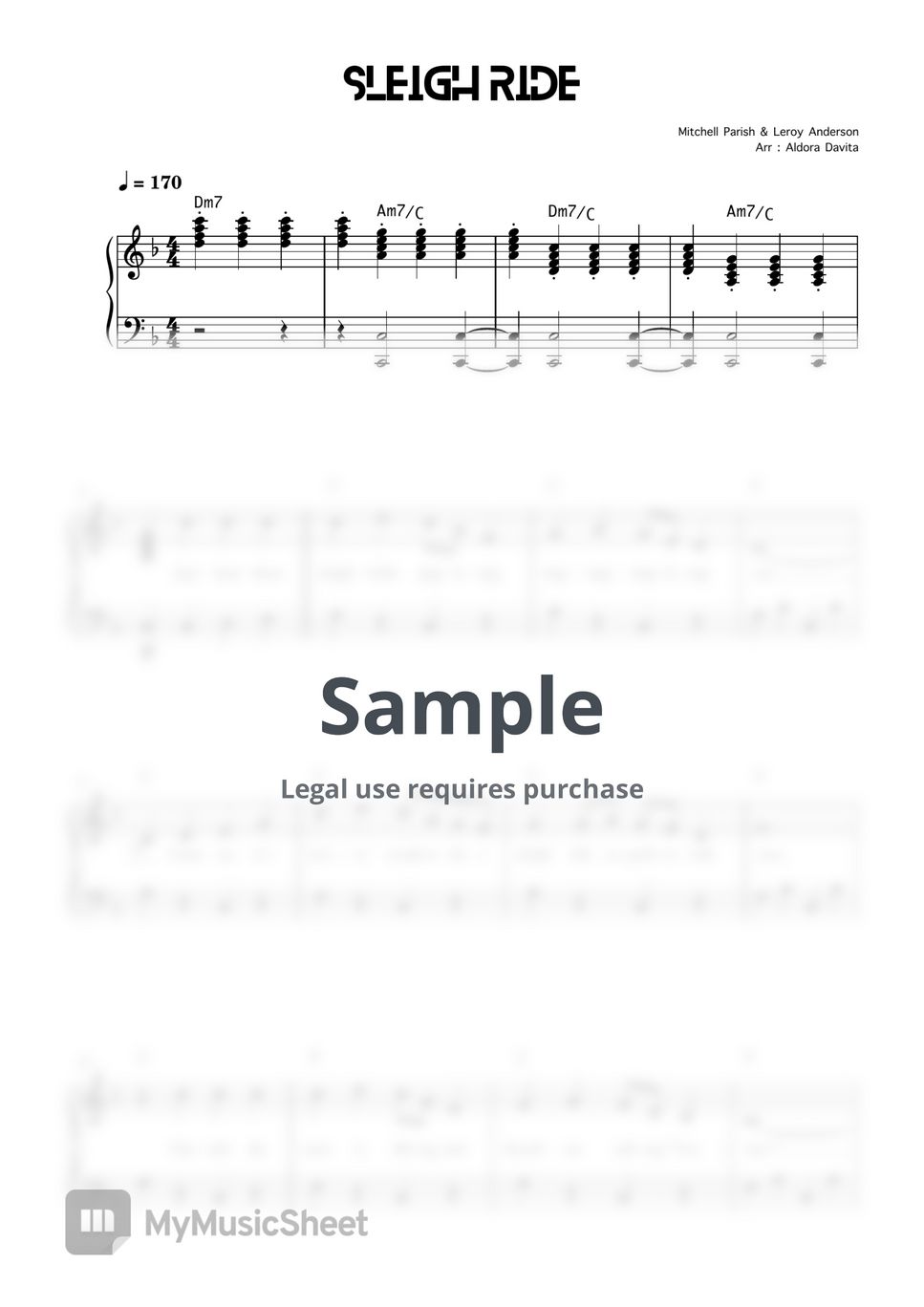 Leroy Anderson - Sleigh Ride (Late Beginner Level) Sheet Music by ...