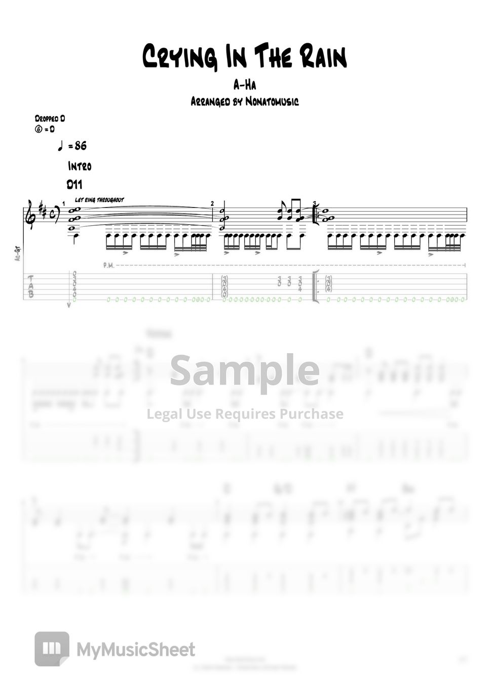 A-ha - Crying In The Rain 악보 by Nonatomusic