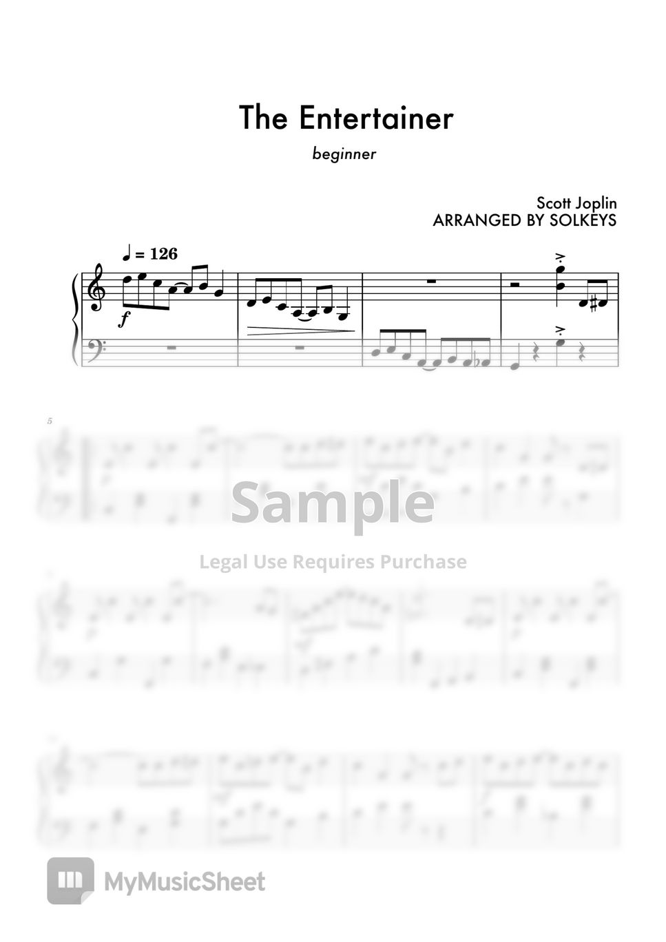 Scott Joplin - The Entertainer Hoja by SolKeys