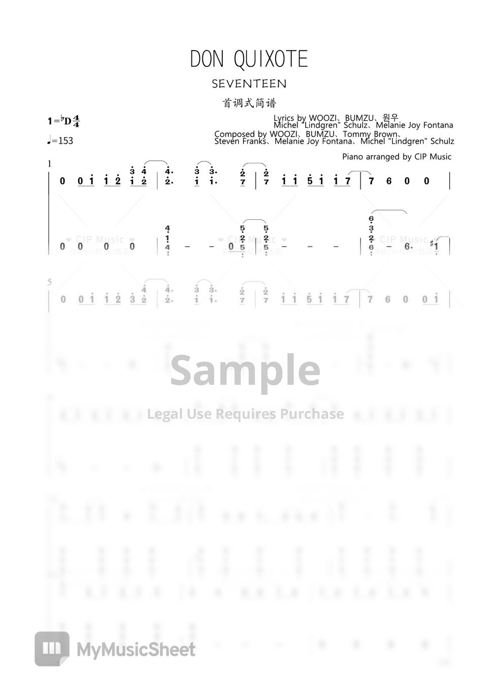 SEVENTEEN - DON QUIXOTE (3 versions) Sheets by CIP Music