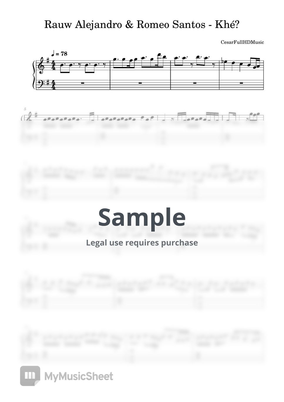 Rauw Alejandro & Romeo Santos - Khé Sheet Music