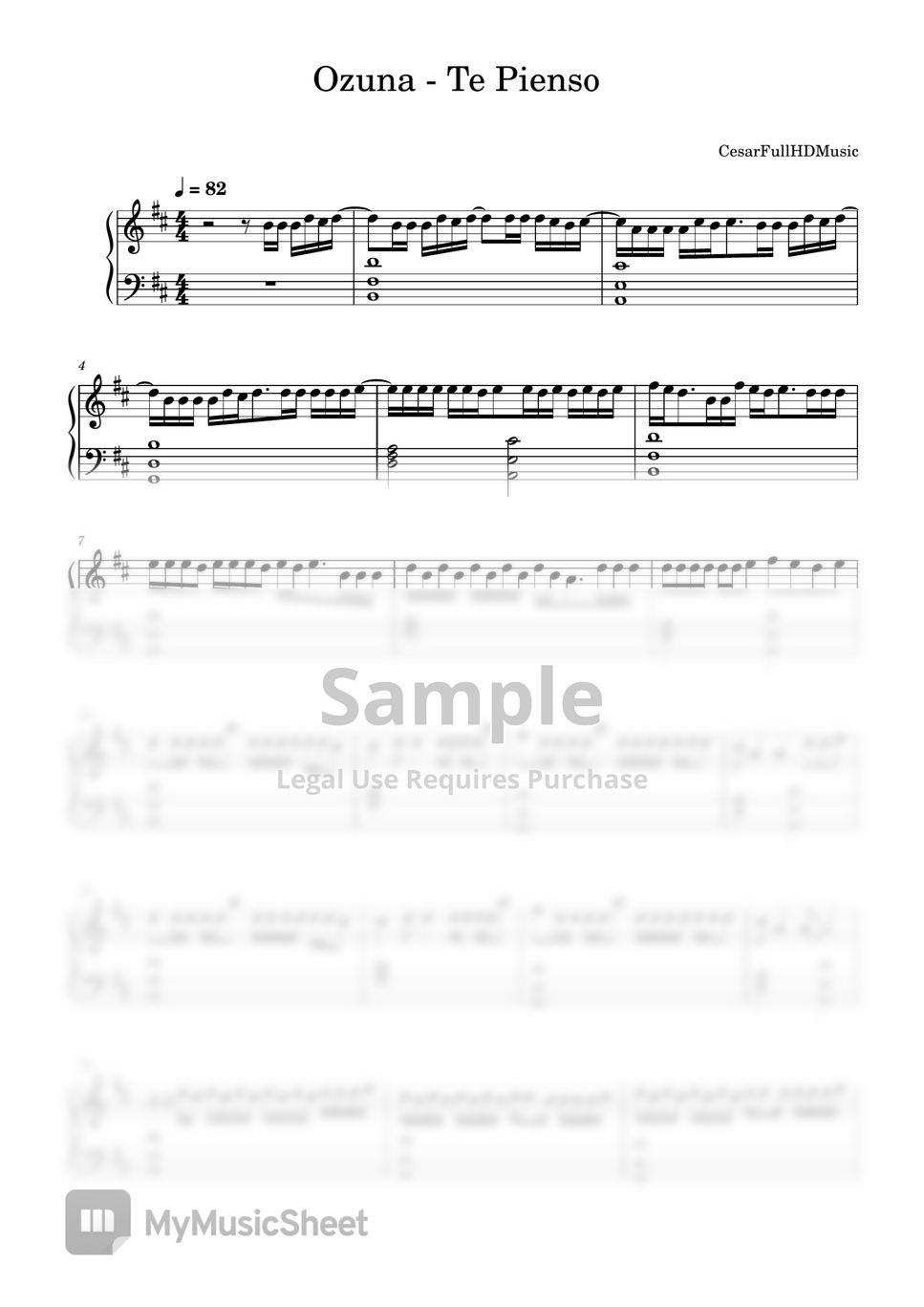 Ozuna - Te Pienso Sheets