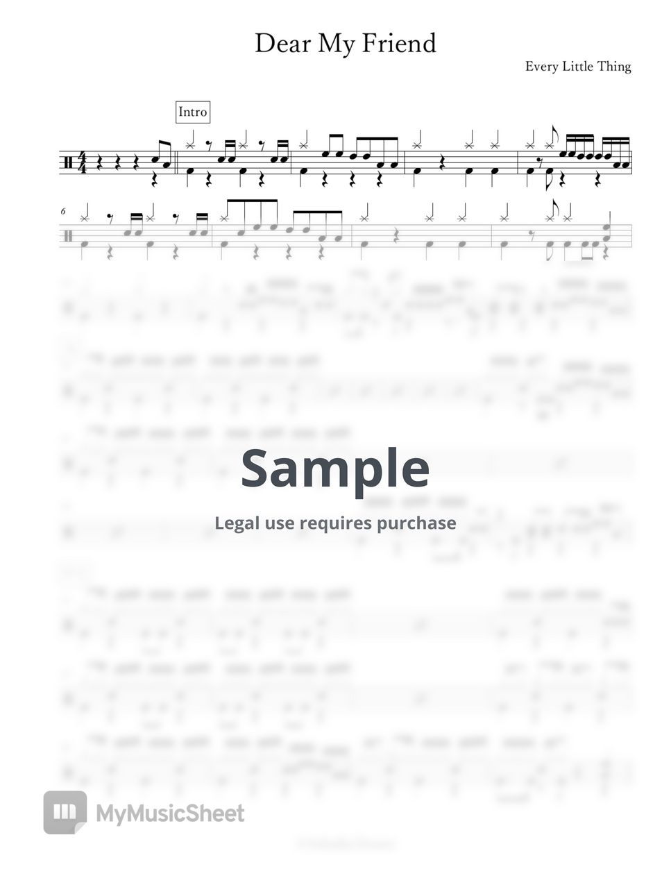 Every Little Thing - Dear My Friend Partitura by Arkadia Drums