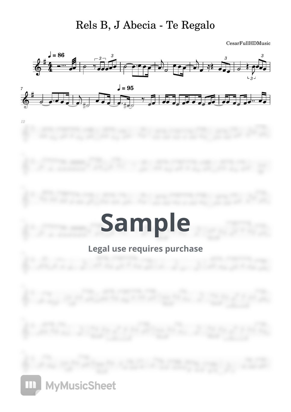 Rels B, J Abecia - Te Regalo Sheet Music