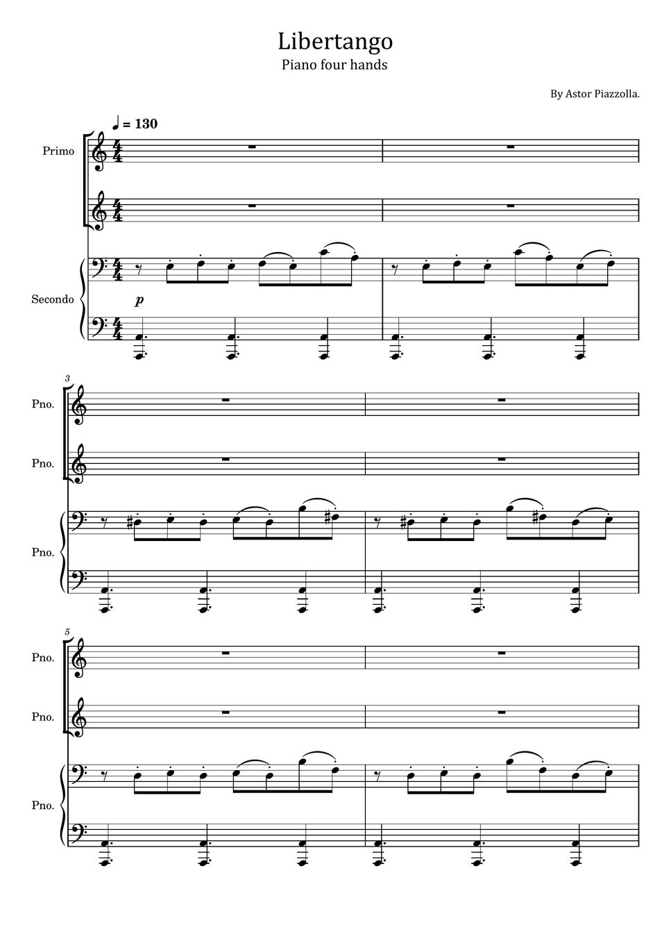 Astor Piazzolla - Libertango (Piano four hands - For Piano duet - With ...