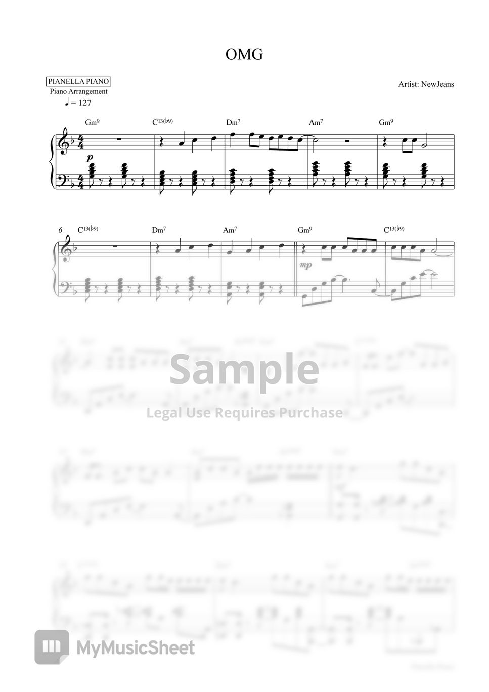 NewJeans - OMG (Piano Sheet) Sheet Music by Pianella Piano