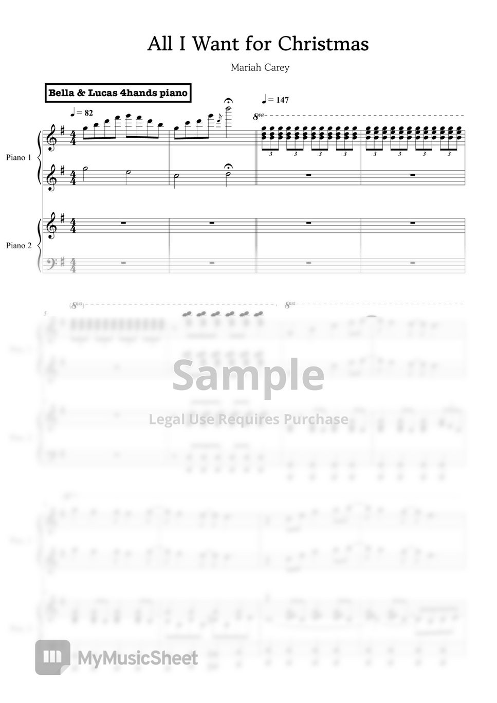 Mariah Carey - All I Want For Christmas Is You Sheet Music by BELLA&LUCAS