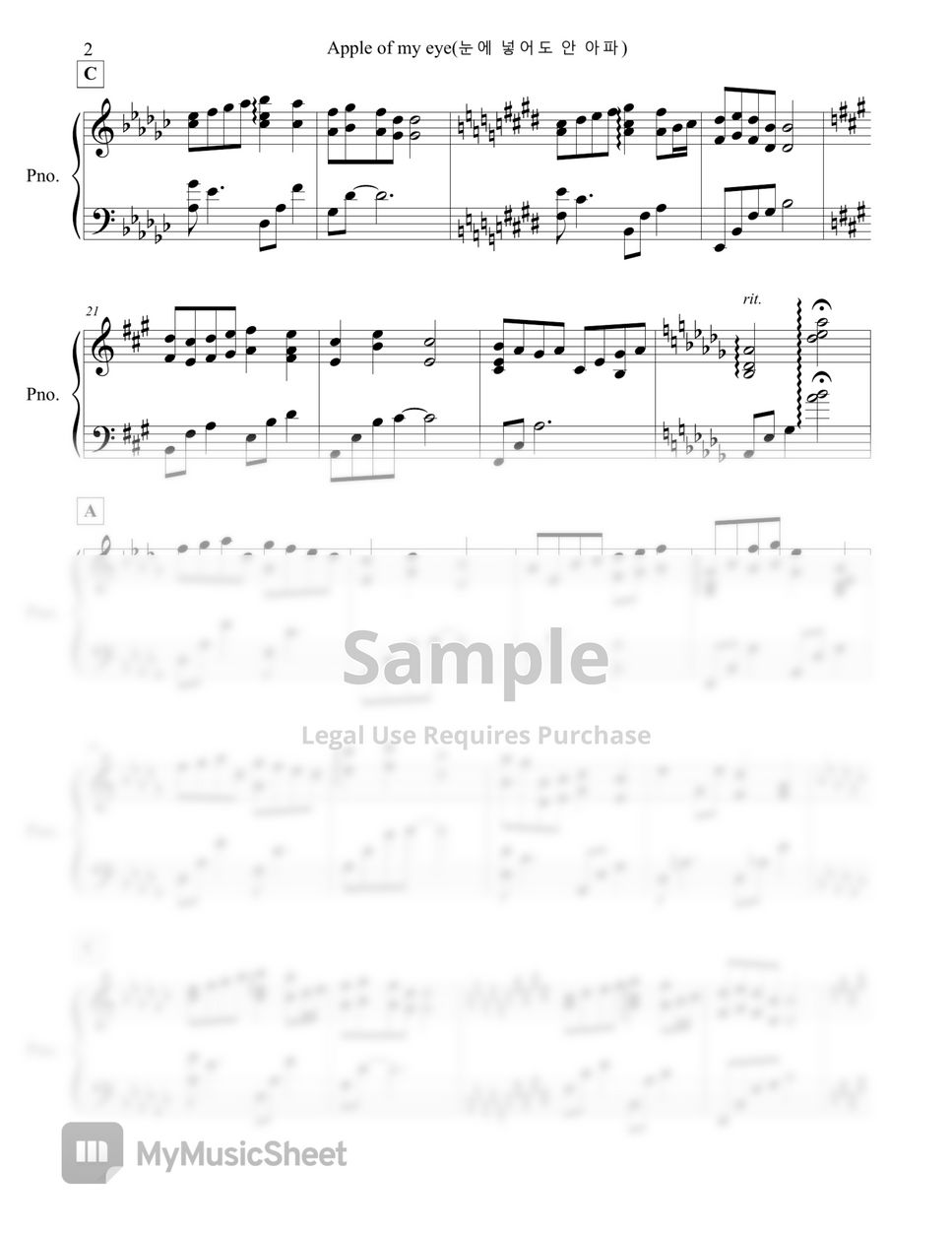 Keunyoung Song(송근영) - Apple of my eye(눈에 넣어도 안 아파) (2nd Album) Sheet ...