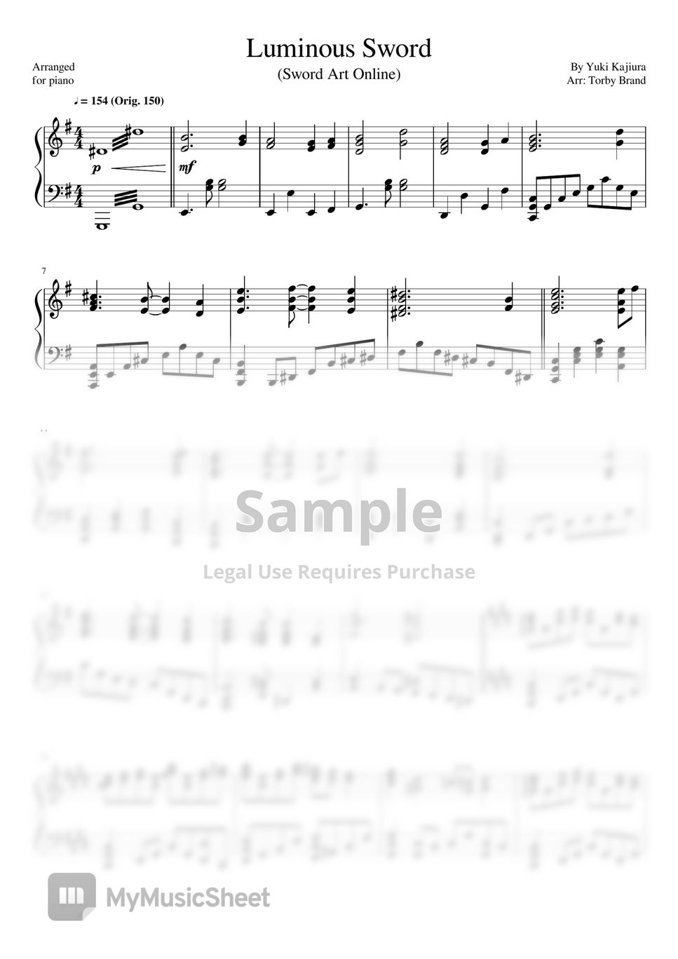Sword Art Online - Luminous Sword Sheet Music by Torby Brand