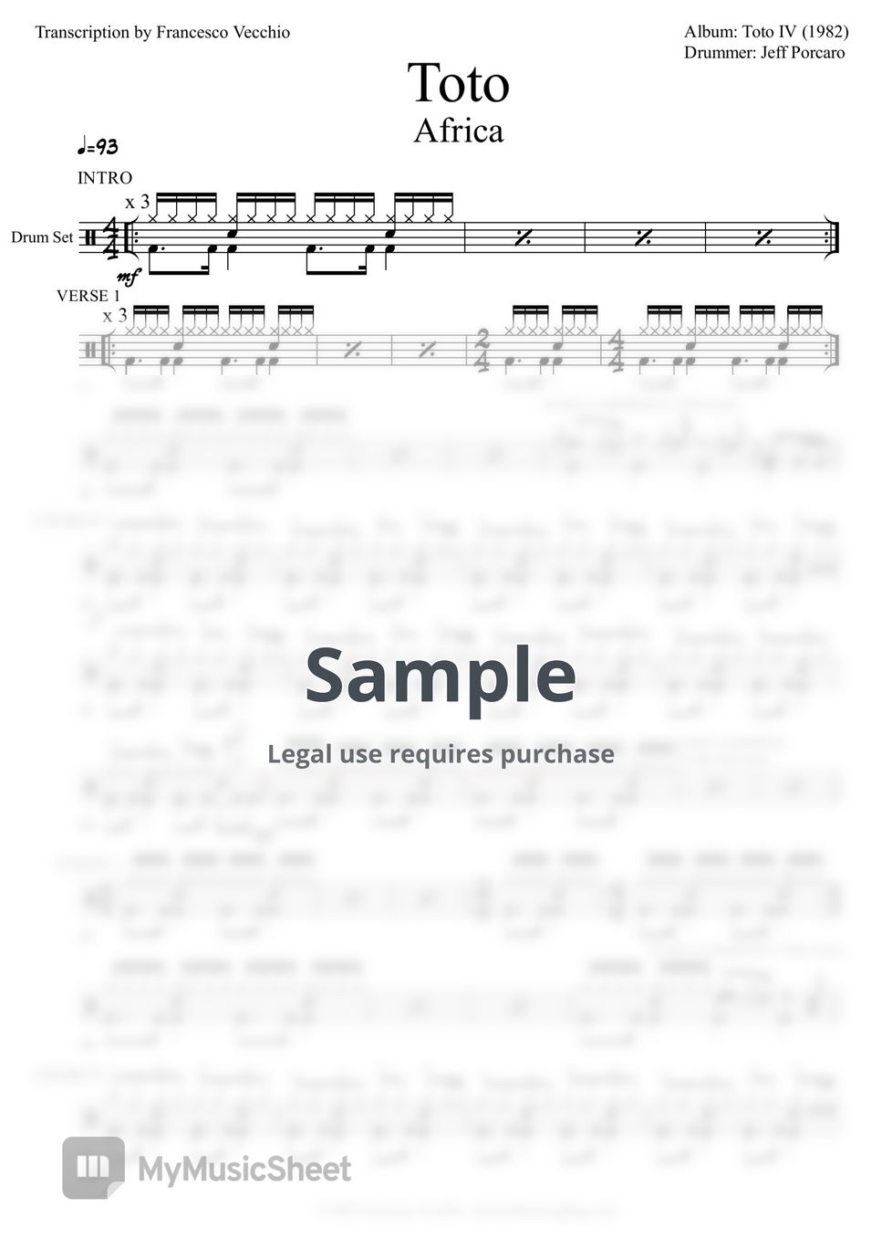 Toto - Africa Sheet Music by David Paich, Jeff Porcaro