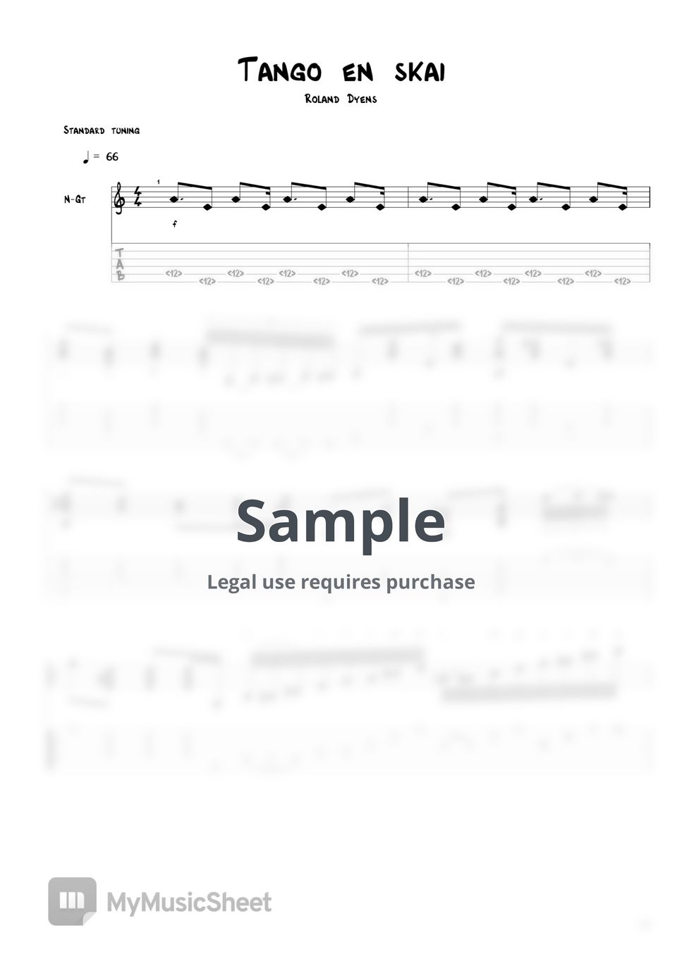 Roland Dyens - Tango en skai Tab + Partition à une seule portée by ...
