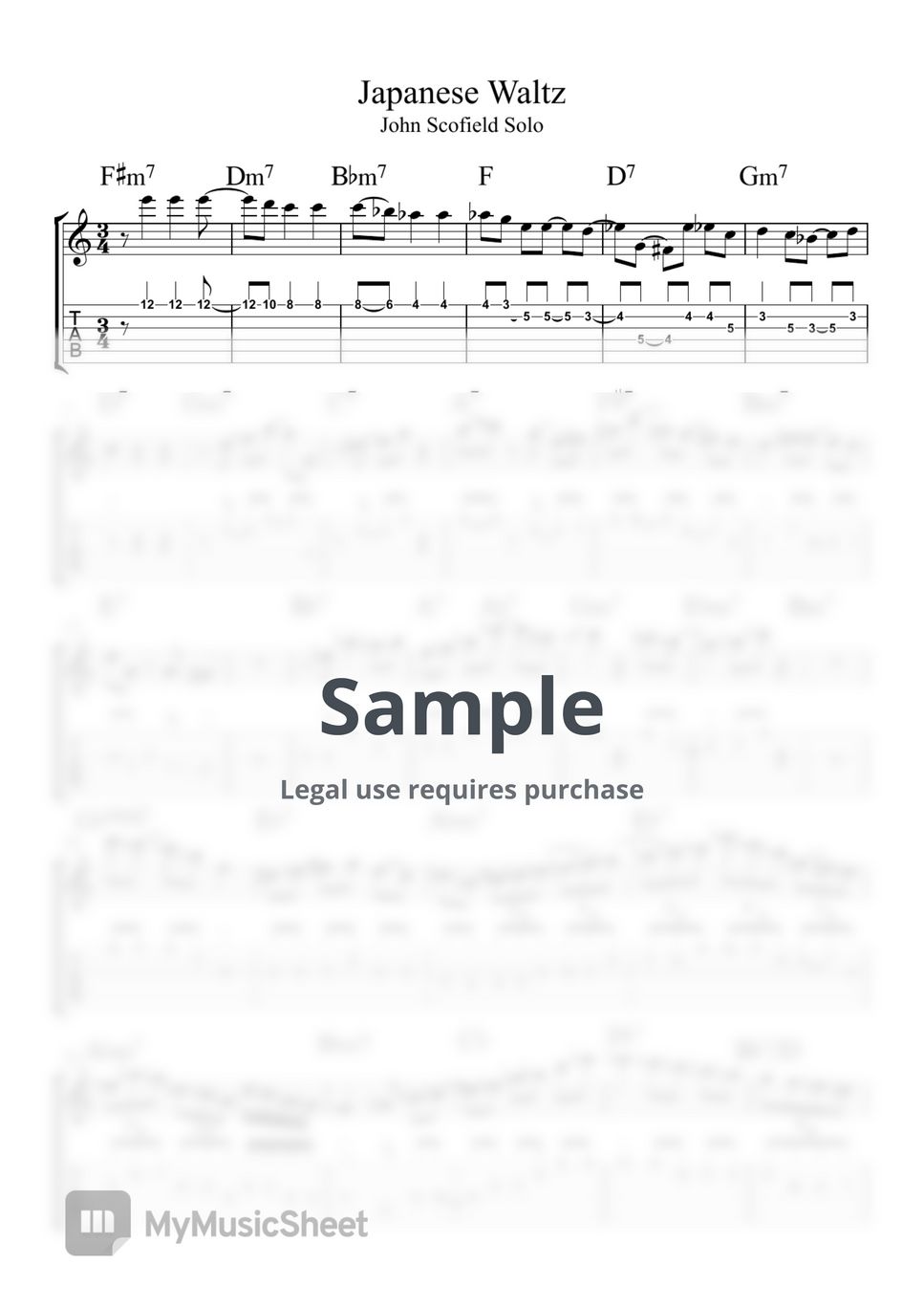 John Scofield - Japanese Waltz Guitar Solo John Scofield TAB+1 Staff by ...