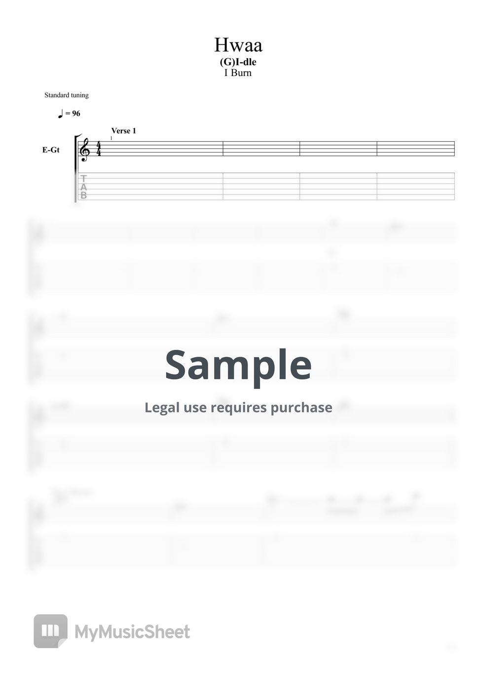 (G)I-DLE - Hwaa (Lead Guitar) TAB+1 Staff by fm.wav