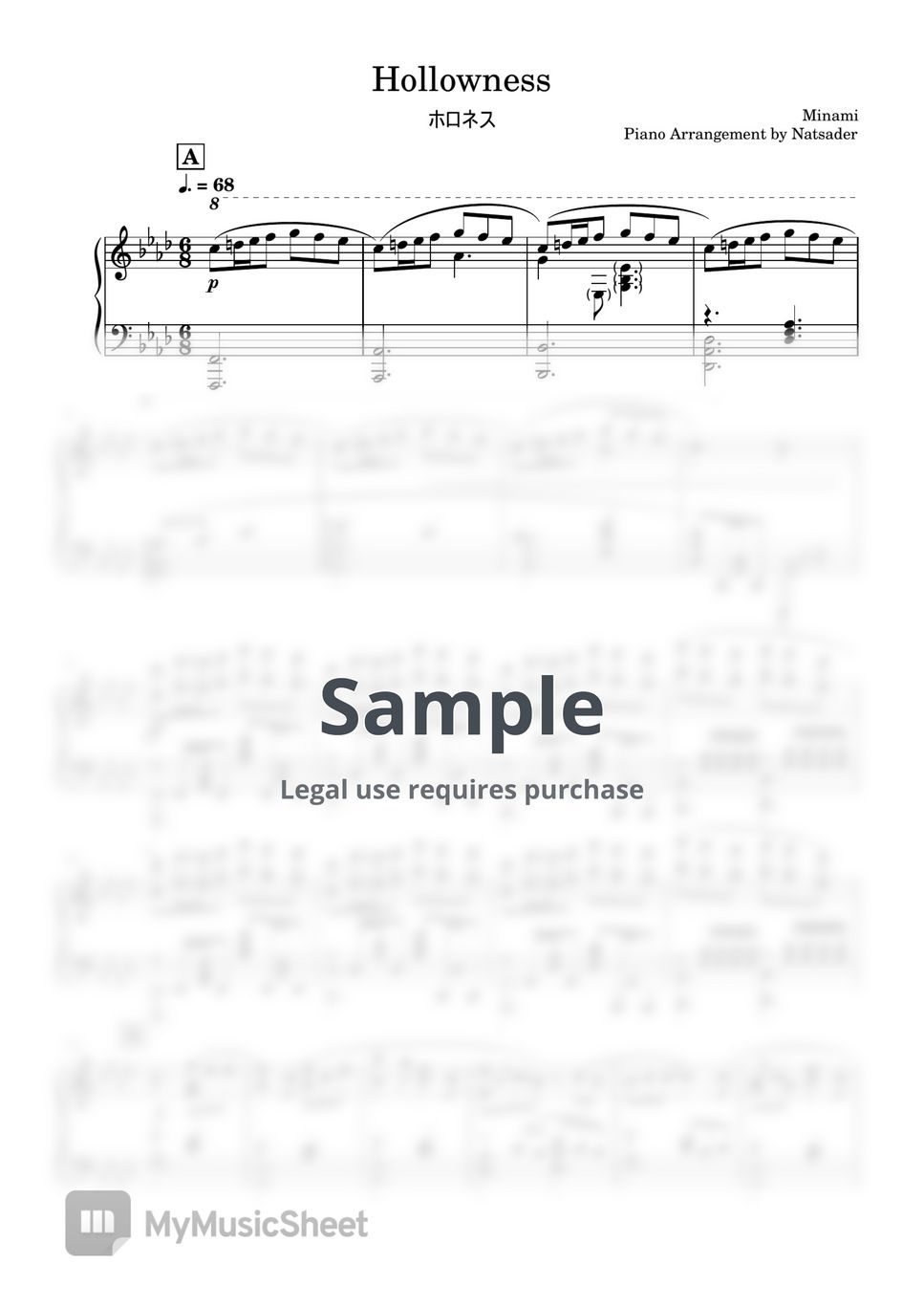 Minami - Hollowness Sheet Music by Natsader