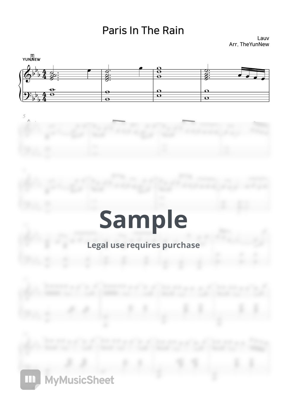 Lauv - Paris In The Rain Sheet Music by TheYunNew
