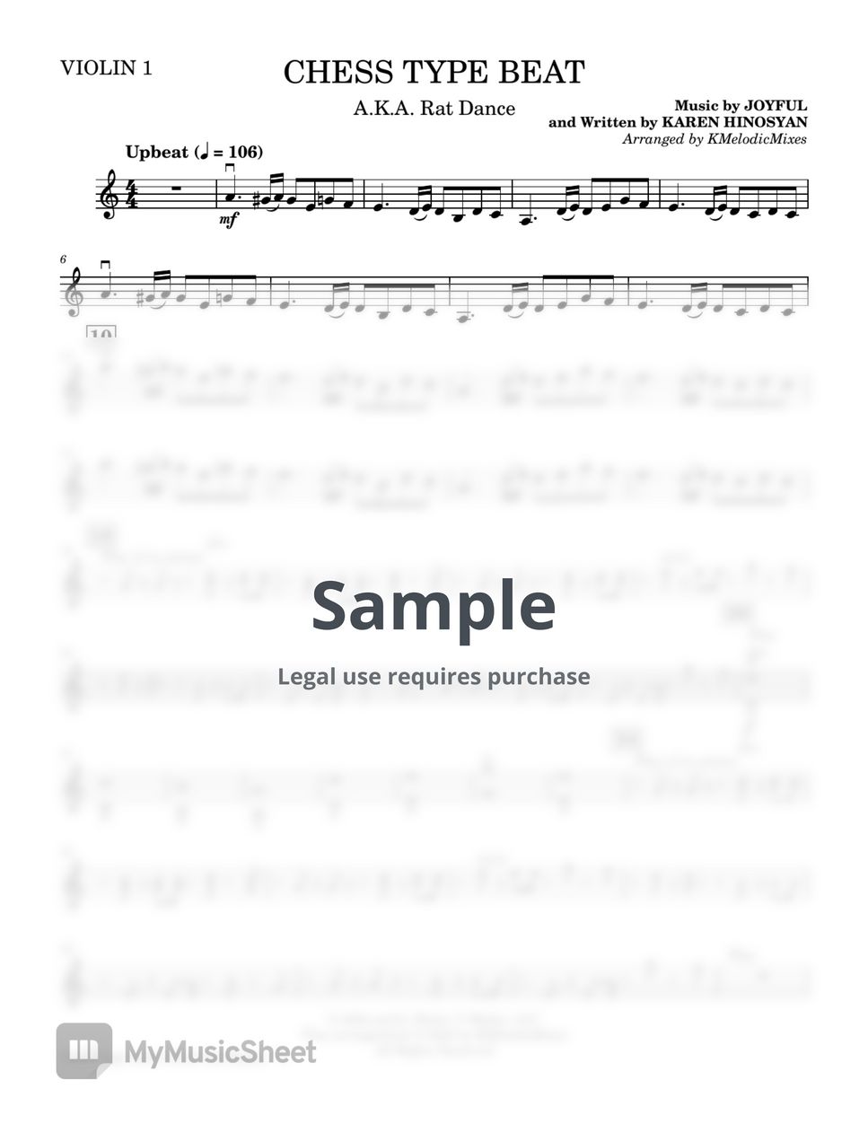 joyful - Chess Type Beat (aka Rat Dance) - Orchestra - Violin 1, 2 & 3 ...