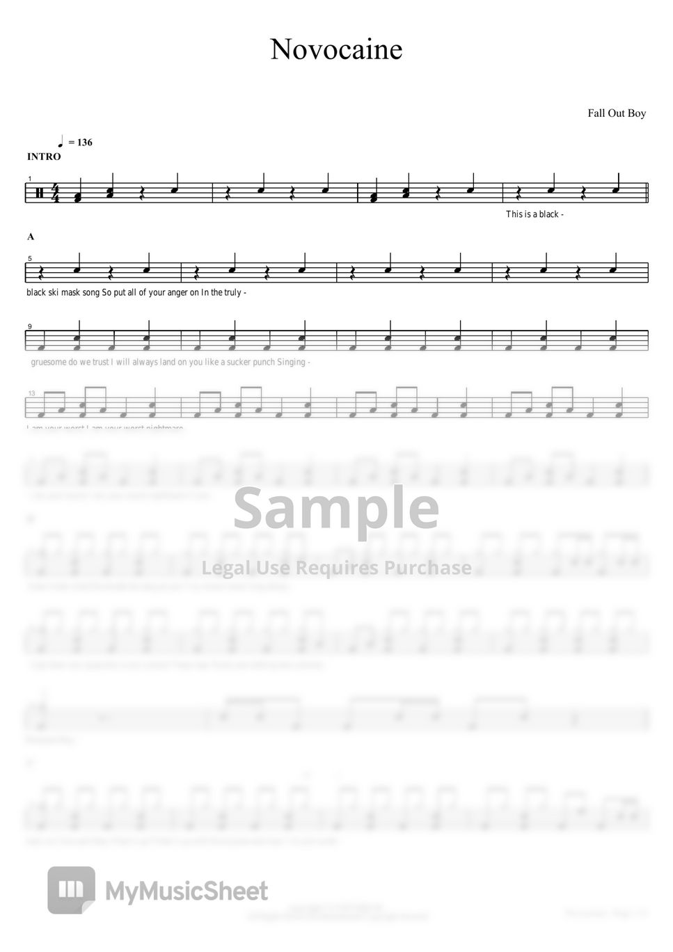 Fall Out Boy - Novocaine Sheets by COPYDRUM