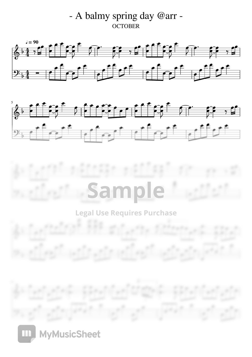 악토버 (OCTOBER) - A Balmy Spring Day @arr 악보