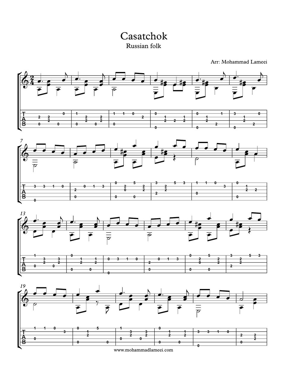 Casatchok - Katyusha Tab + 1staff by Mohammad Lameei