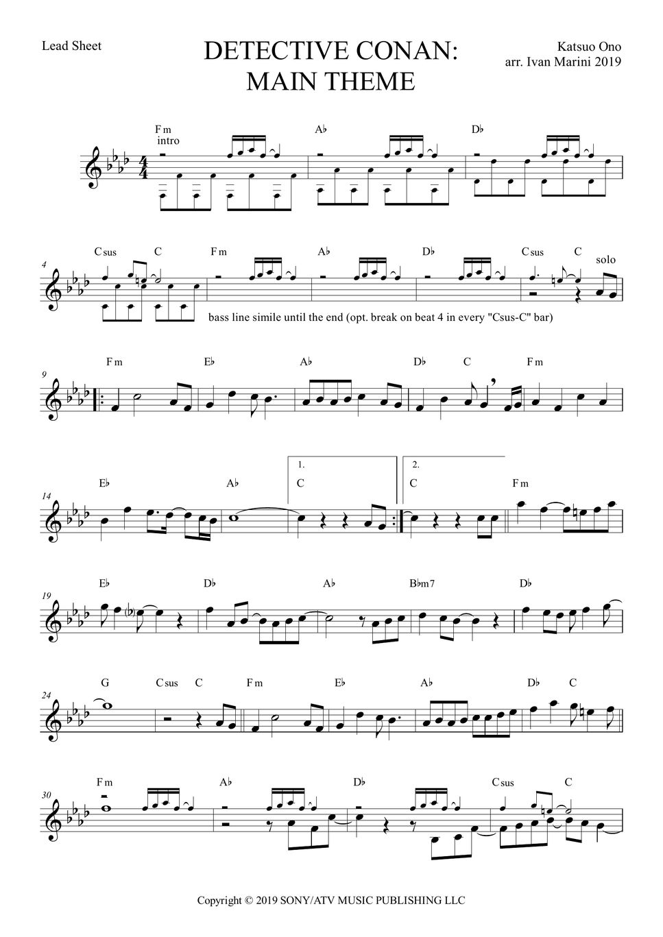 Katsuo Ohno - DETECTIVE CONAN Lead Sheet Sheet by Ivan Marini