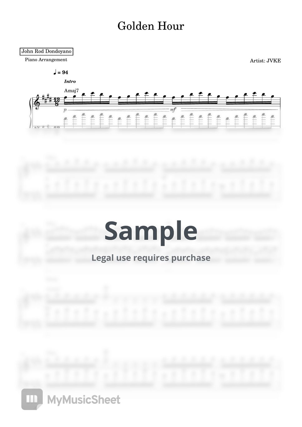 JVKE - golden hour Sheet Music by John Rod Dondoyano