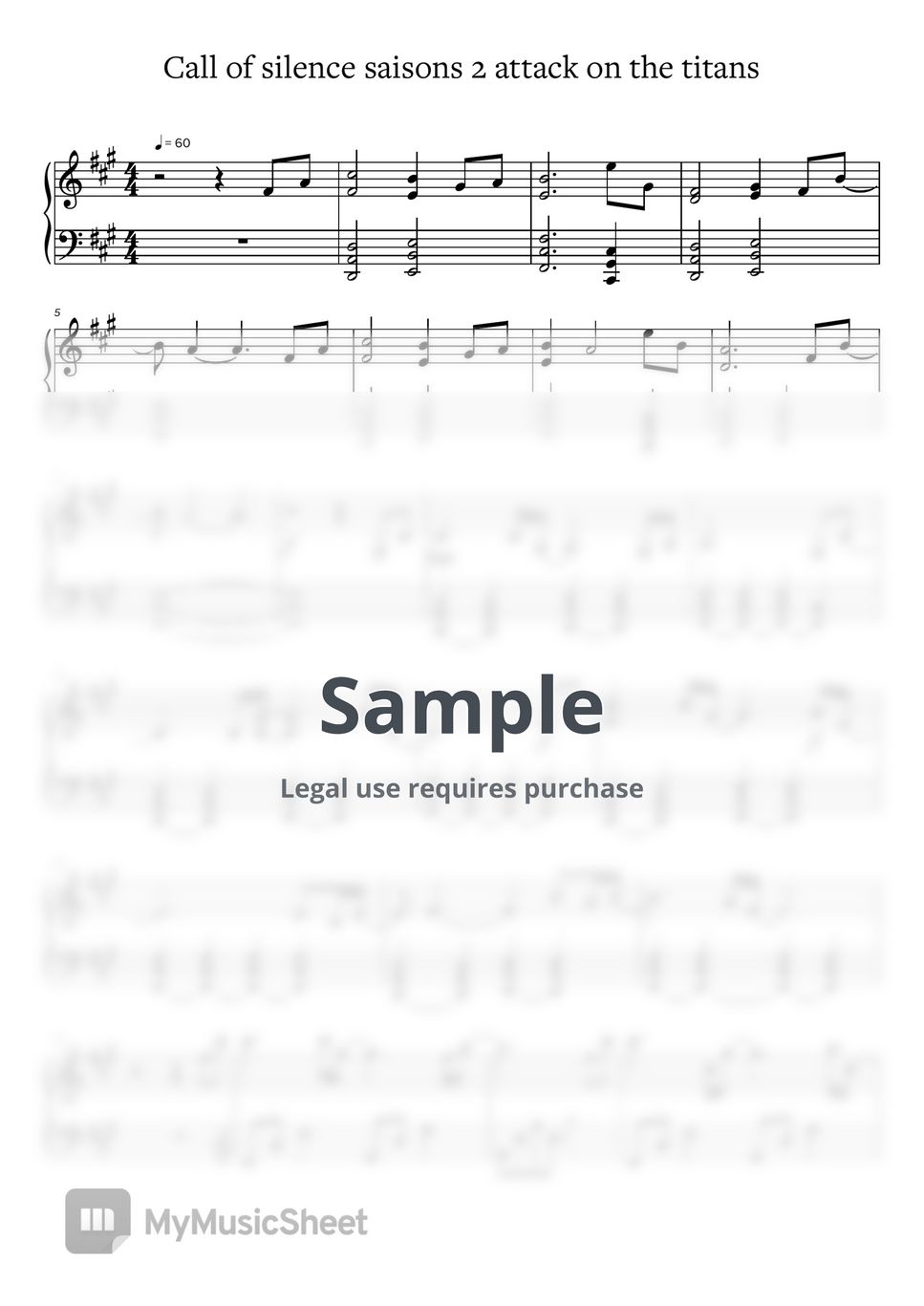 Hiroyuki Sawano - Call of silence saisons 2 attack on the titans (arrangement easy) Sheets by ...