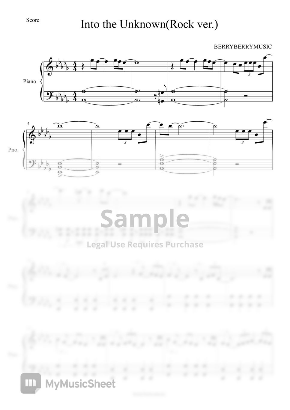 frozen 2 - Into the Unknown(Rock ver.) Piano Sheet Music PDF ...