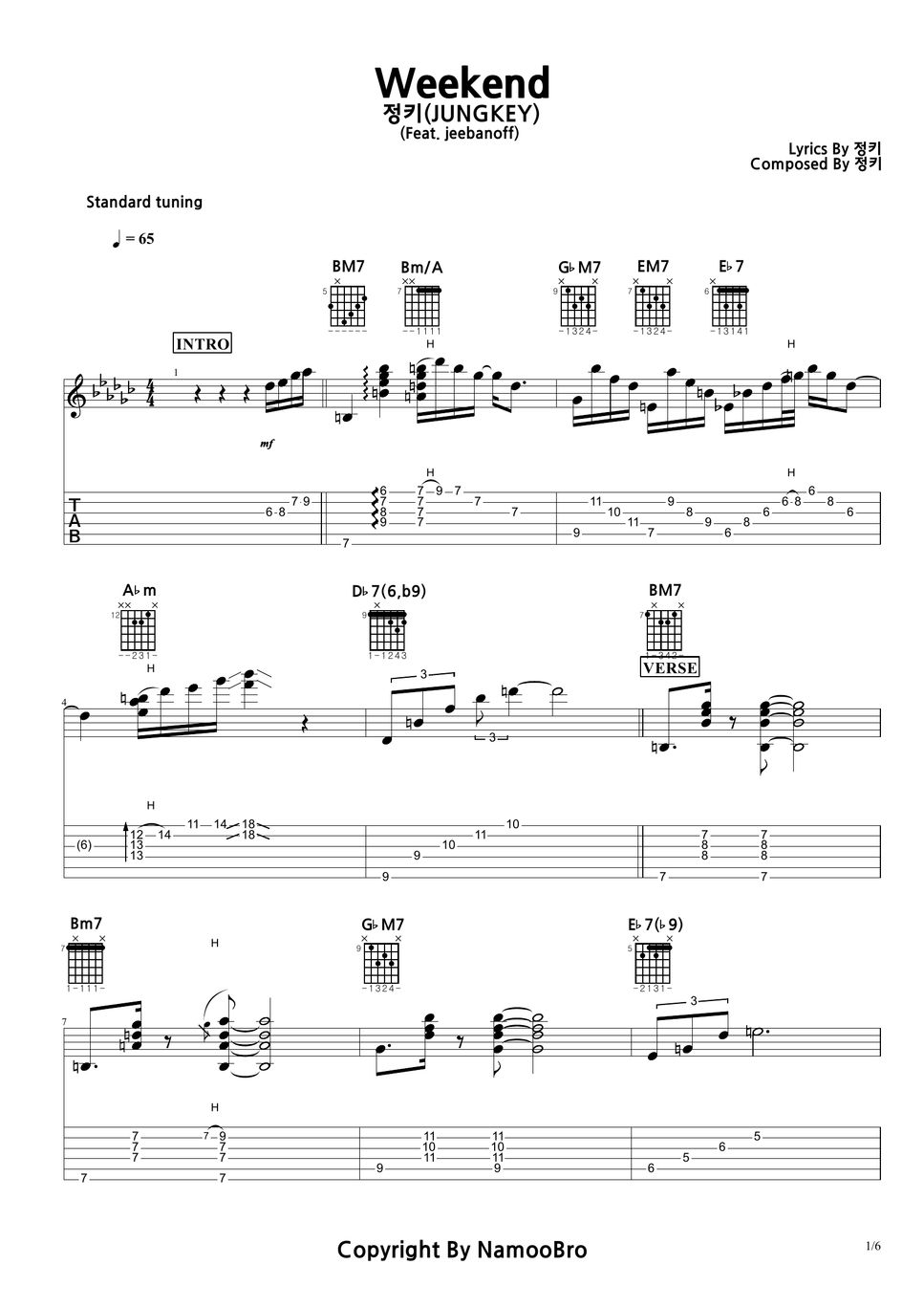 정키(JUNGKEY) - Weekend Sheet by NamooBro