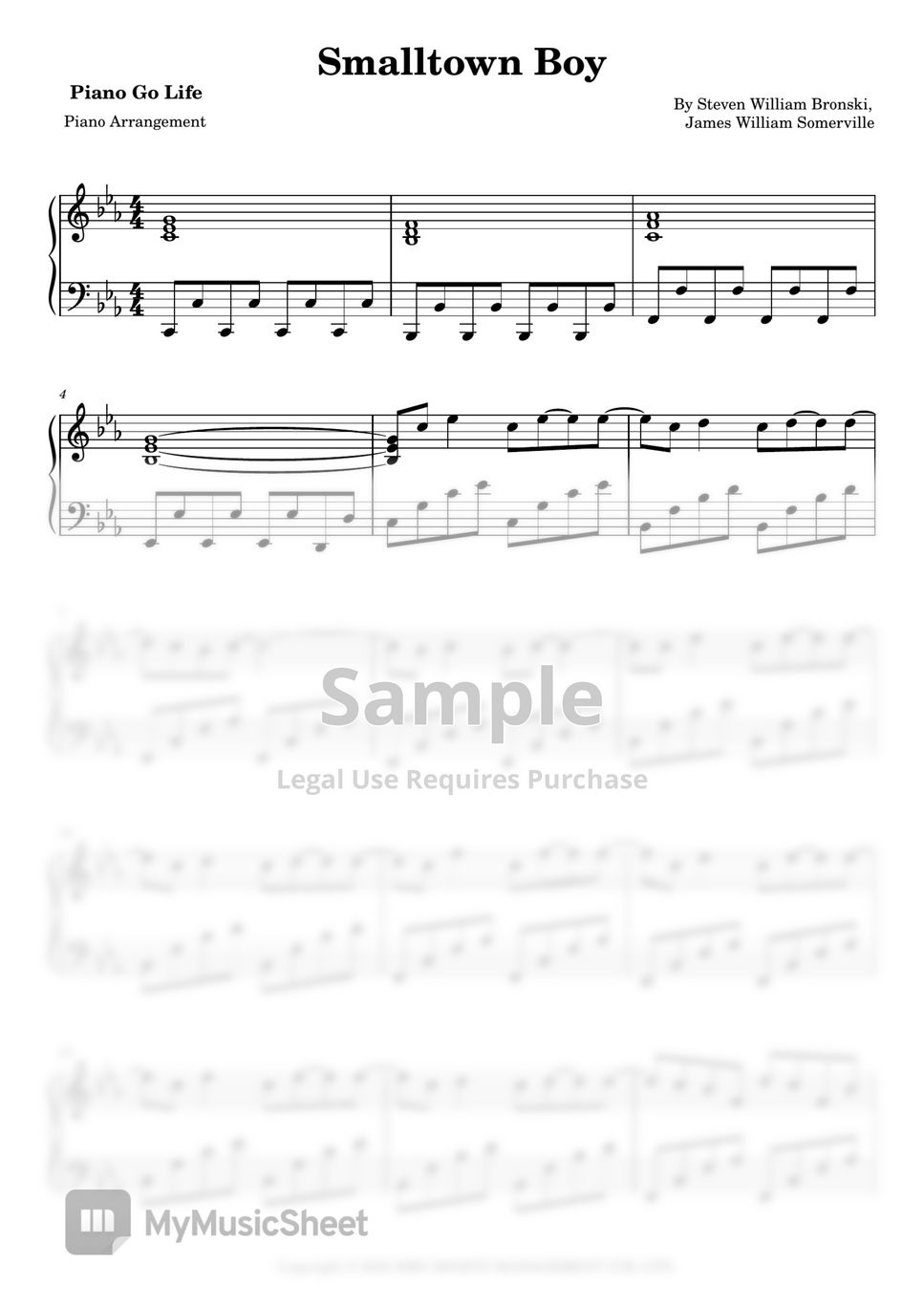 Bronski Beat - Smalltown Boy Sheets by Piano Go Life