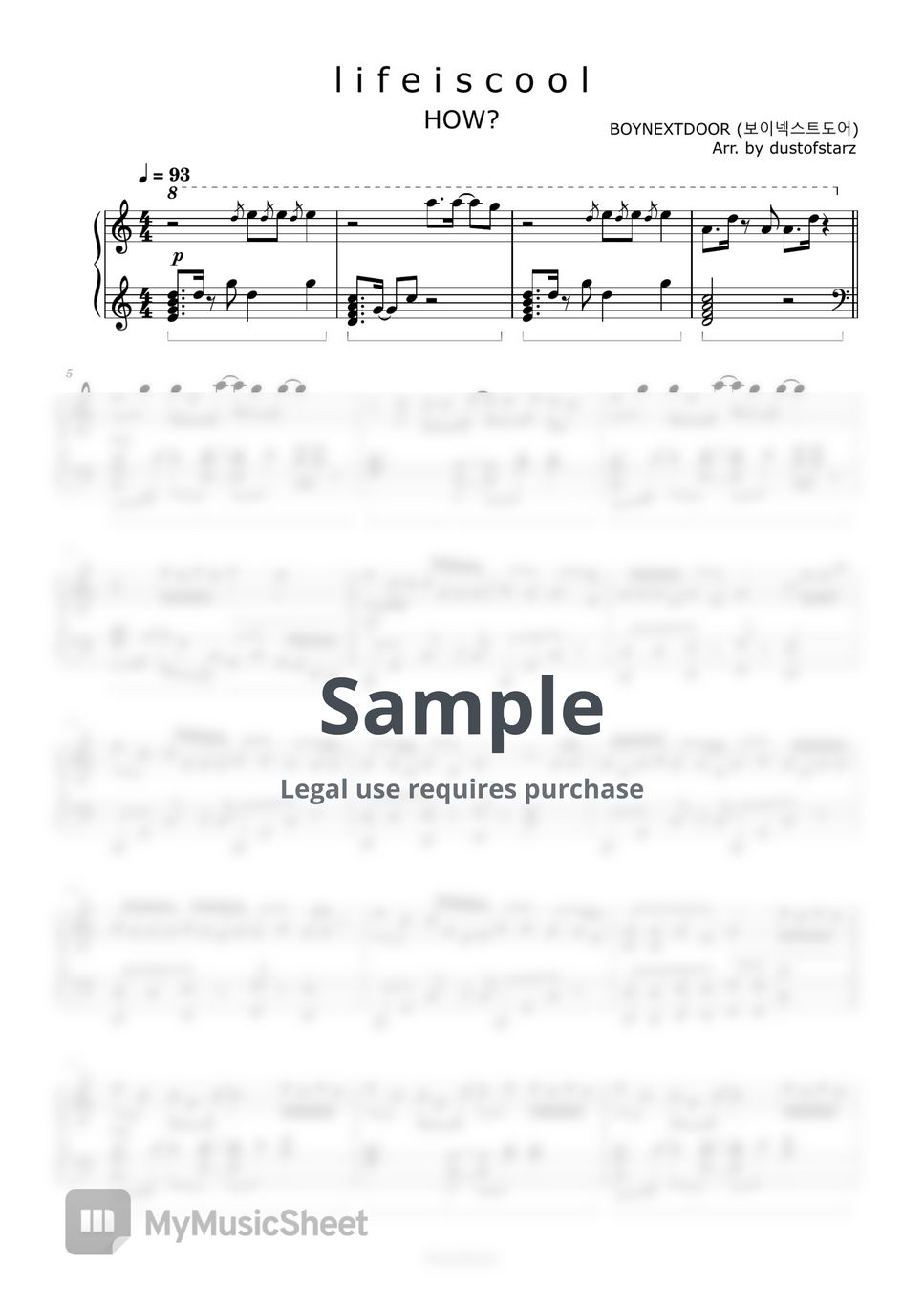 BOYNEXTDOOR - life is cool Sheet Music by dustofstarz