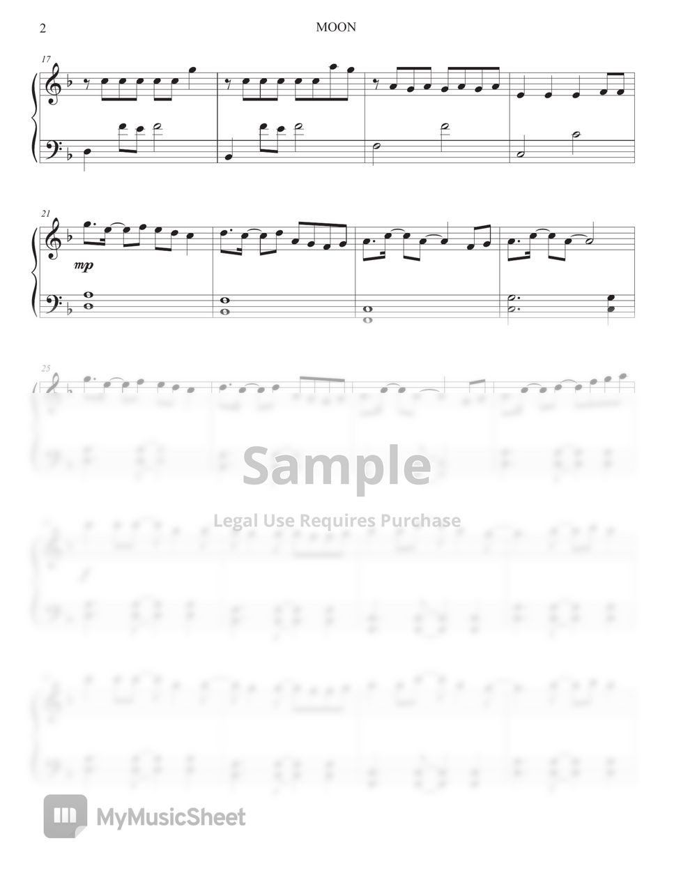 BTS (방탄소년단) - Moon (Easy ver. F key) 악보 by Jinnie J