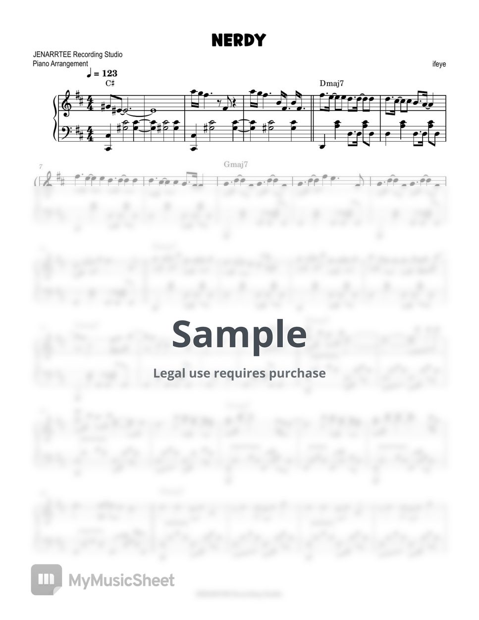 ifeye - NERDY Sheet Music by JENARRTEE Recording Studio
