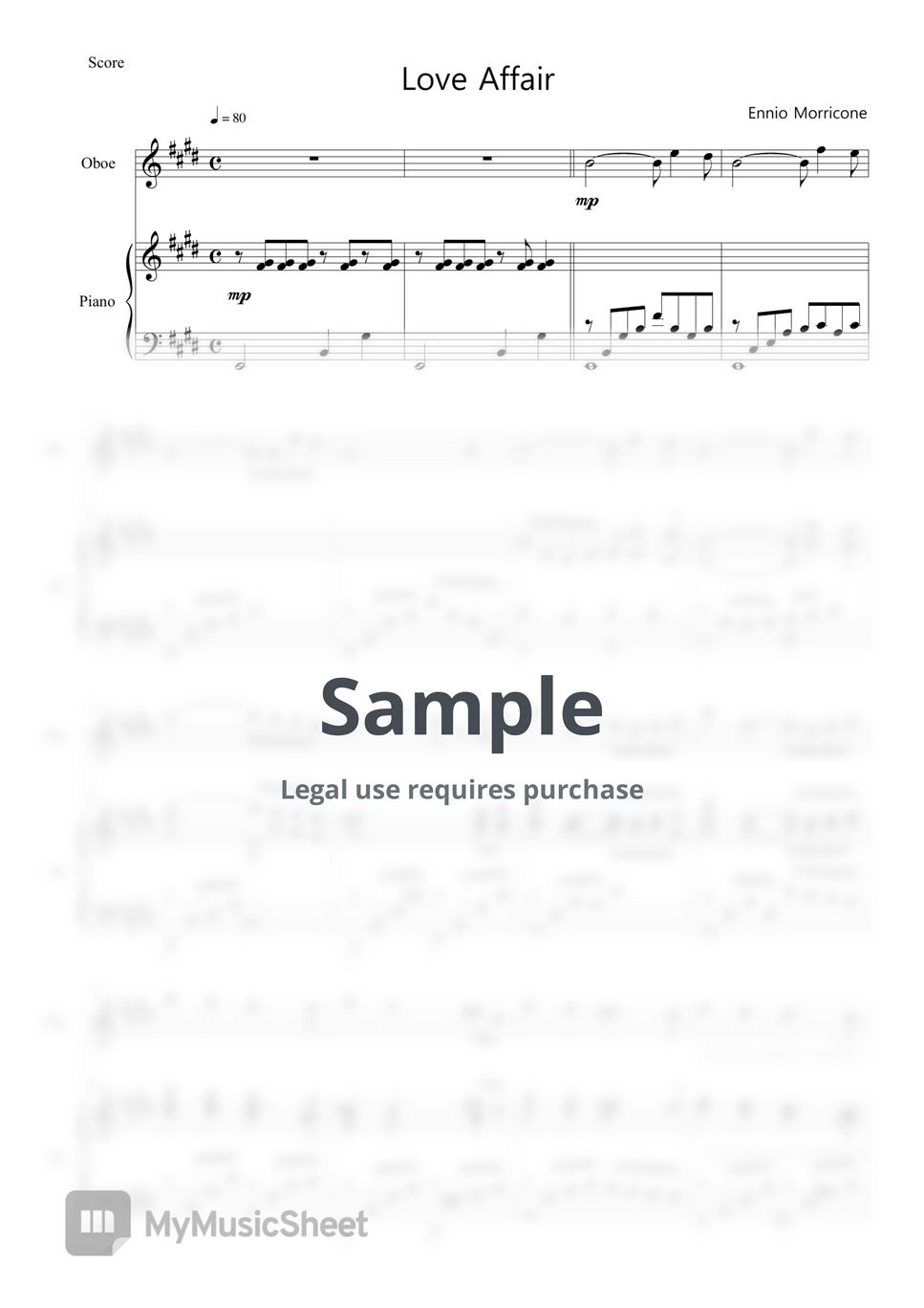 Ennio Morricone - Love Affair (쉬운 악보, 조옮김 없음) Sheet Music by ABGB